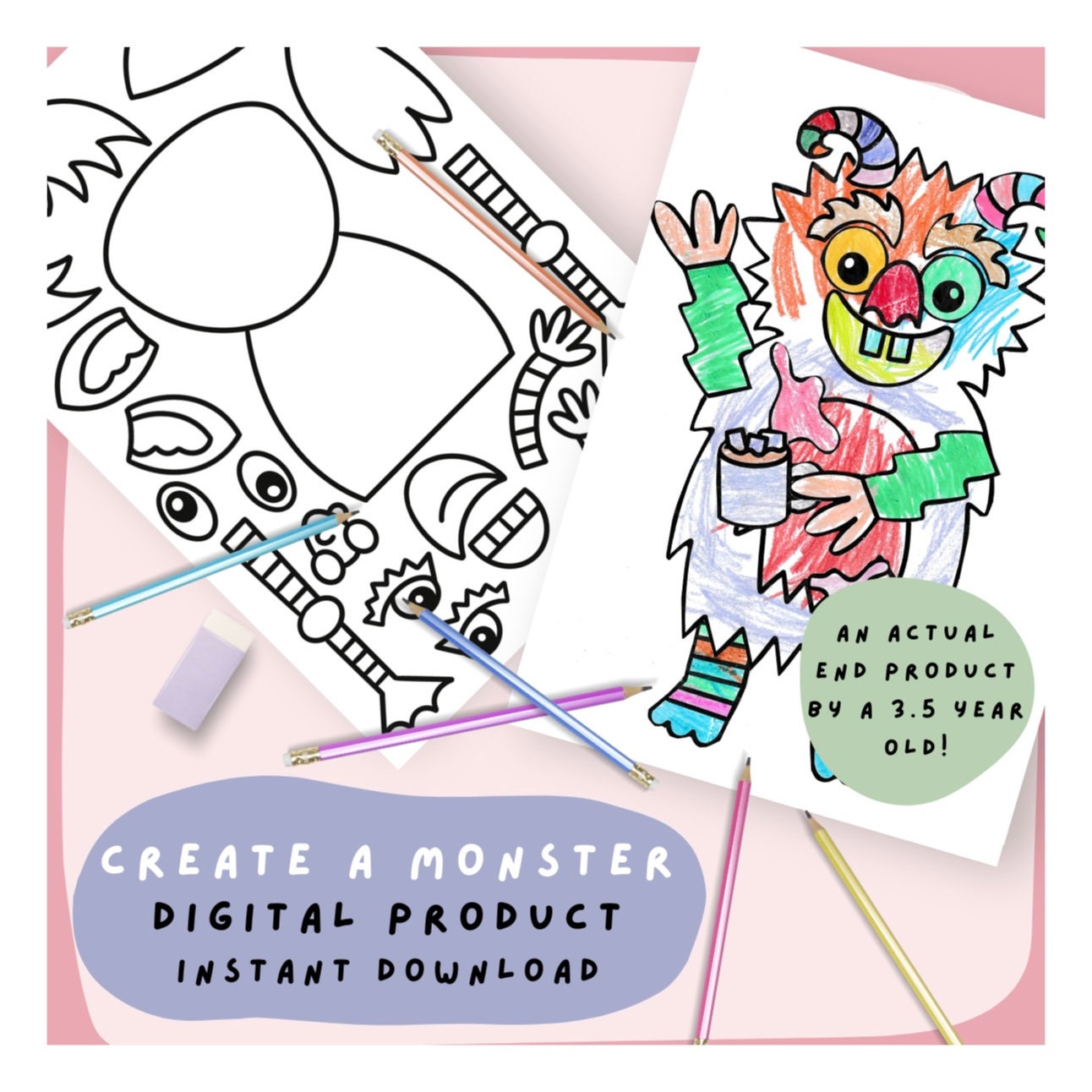 Create a Monster Kids Printable Sheet Colouring in Pages Craft ...