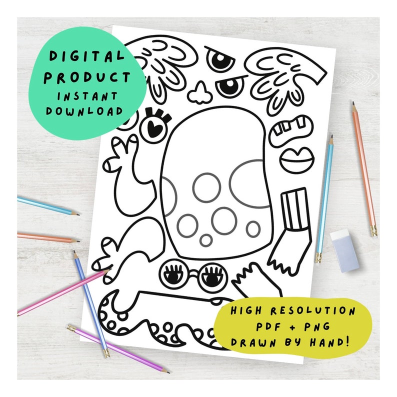 Create a Monster | Kids Printable Sheet | Colouring in Pages | Craft ...