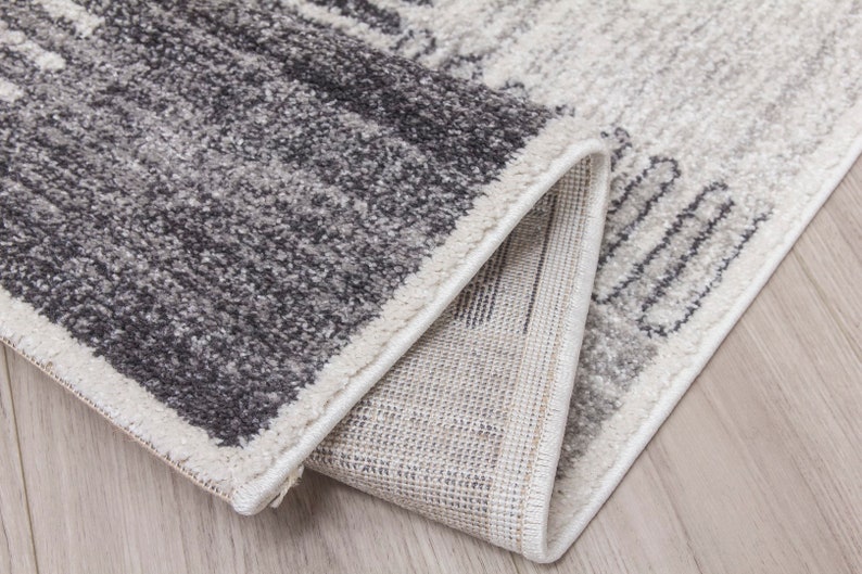 Living Room Rug Grey Thick Pile Area Mat - Etsy UK