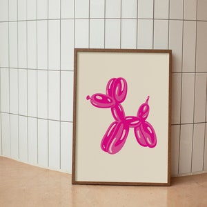 Balloon Dog Poster, Funky Art Print, Preppy Pink Room Decor, Balloon ...