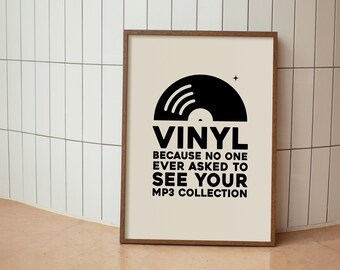Retro Vinyl Print Music Record Poster Blue Turntable Art - Etsy