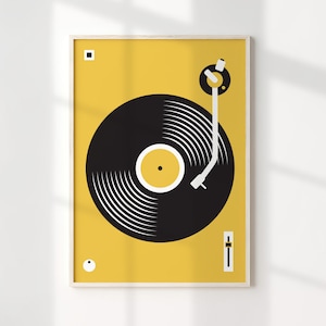 Retro Music Print, Vinyl Record Poster, Trendy Turntable Art Print ...