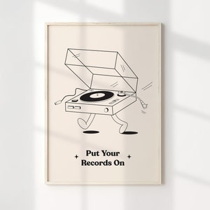 Retro Vinyl Print, Music Record Poster, Trendy Turntable Art Print ...