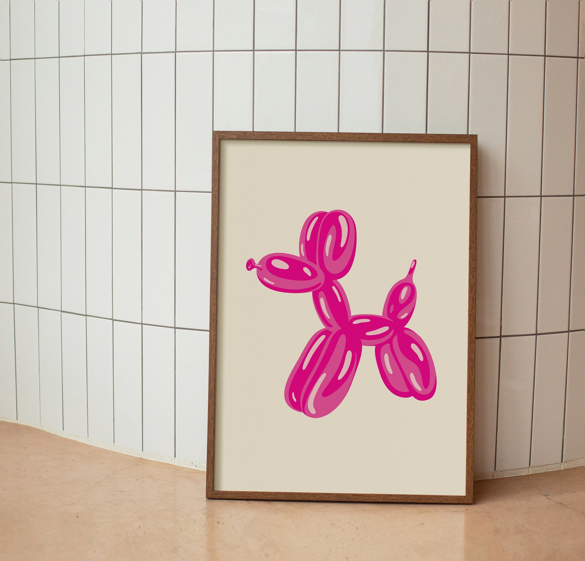 Balloon Dog Poster, Funky Art Print, Preppy Pink Room Decor, Balloon ...