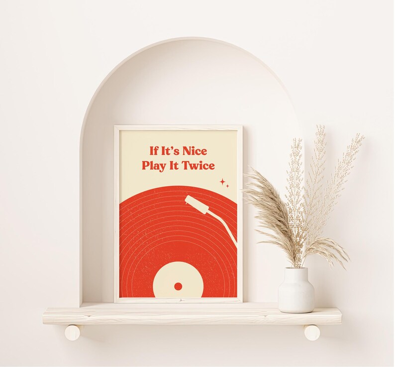 Retro Vinyl Print, Music Record Poster, Red Turntable Art Print ...