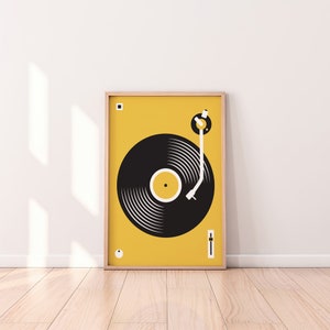 Retro Music Print, Vinyl Record Poster, Trendy Turntable Art Print ...