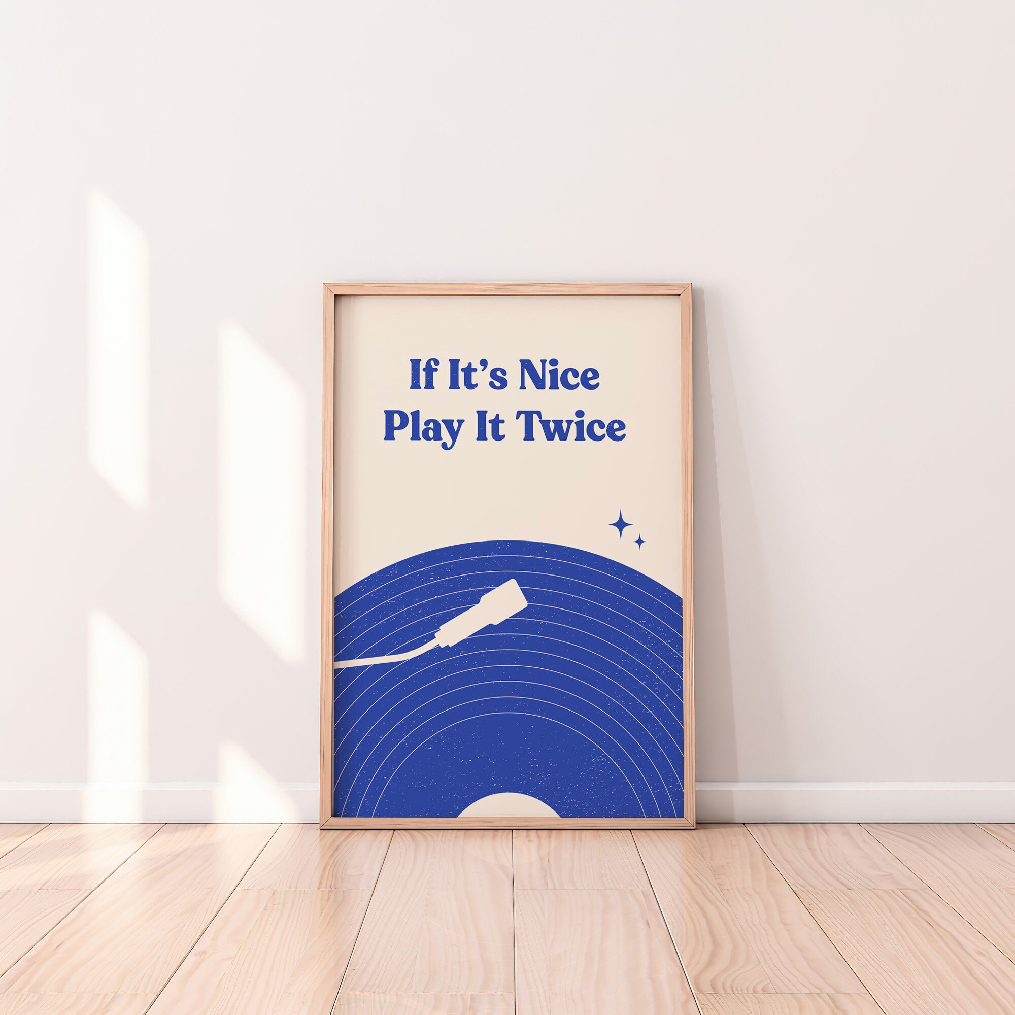 Retro Vinyl Print, Music Record Poster, Blue Turntable Art Print ...