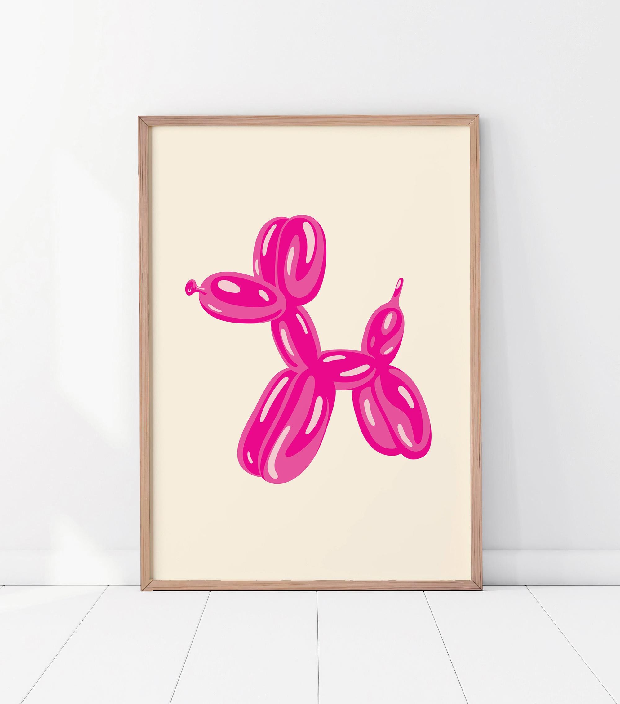 Balloon Dog Poster, Funky Art Print, Preppy Pink Room Decor, Balloon ...
