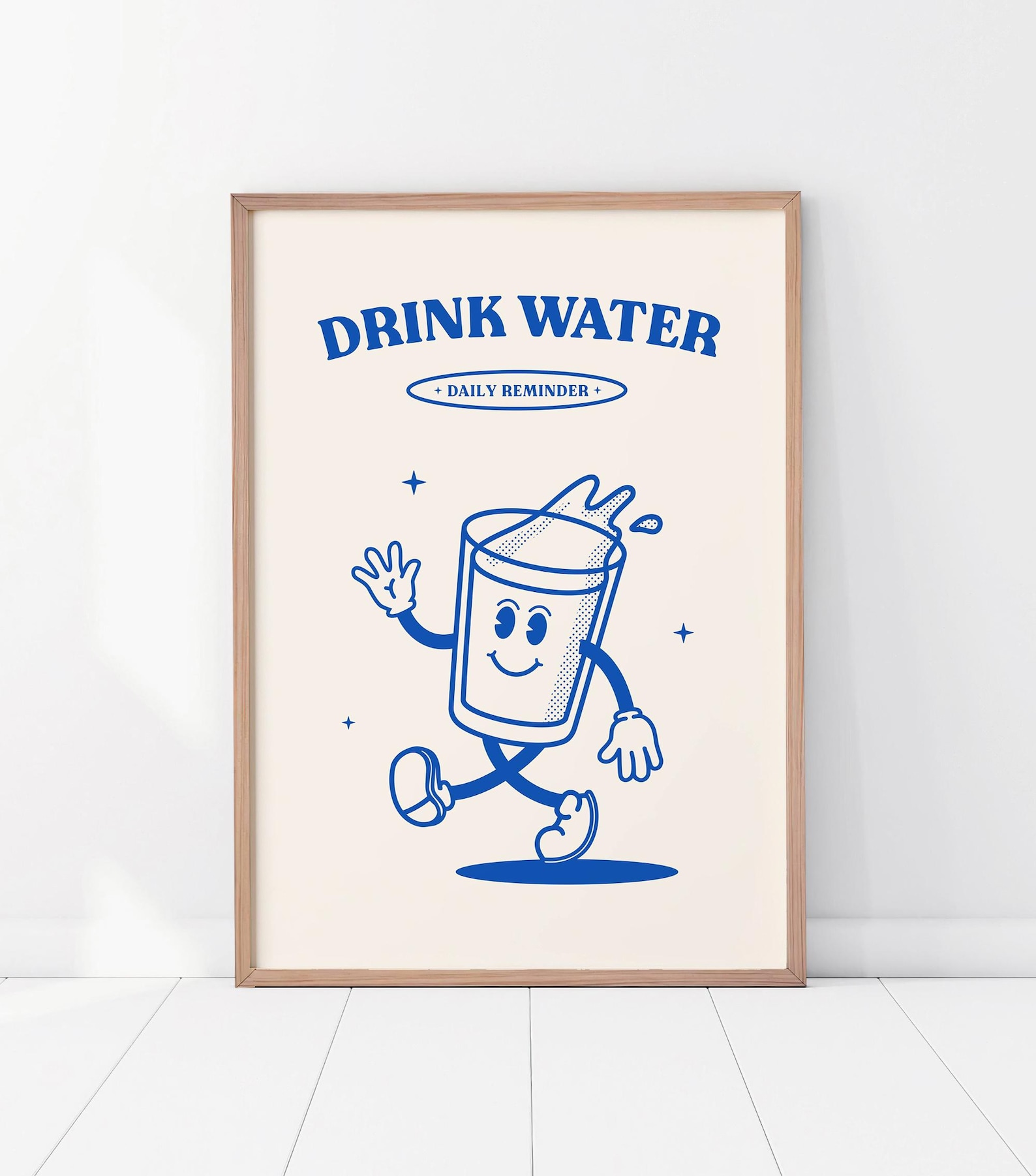 Drink Water Poster, Retro Style Print, Trendy Kitchen Wall Art, Healthy ...