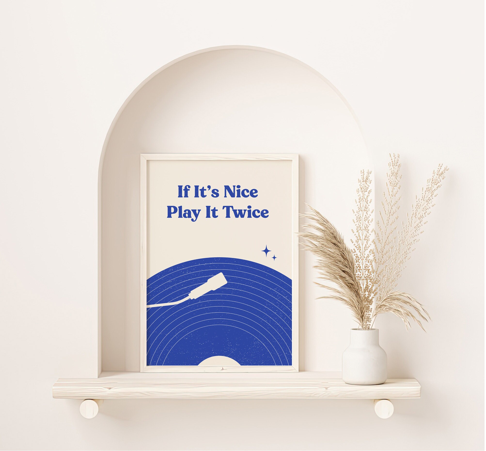 Retro Vinyl Print Music Record Poster Blue Turntable Art - Etsy