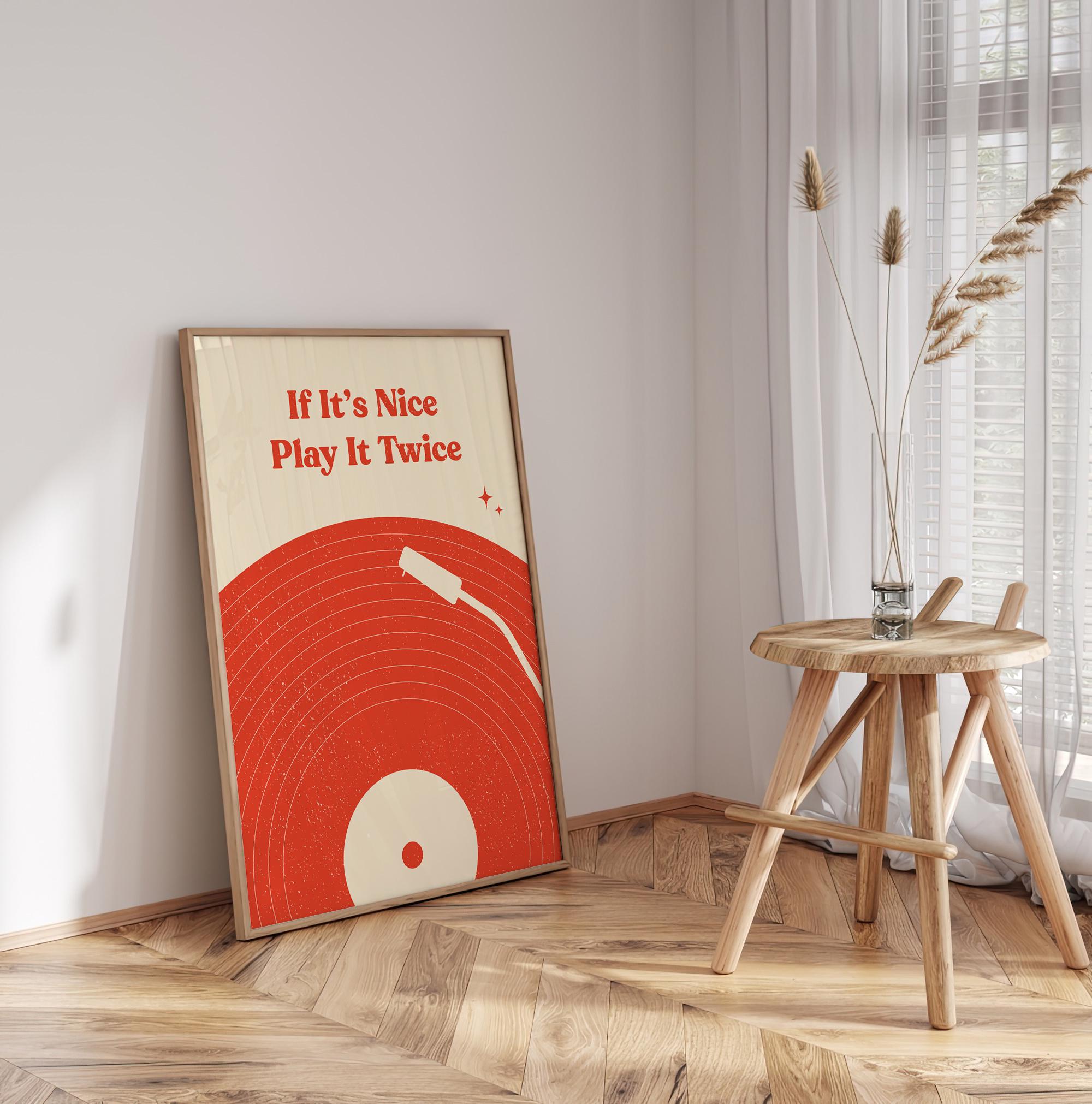 Retro Vinyl Print, Music Record Poster, Red Turntable Art Print ...