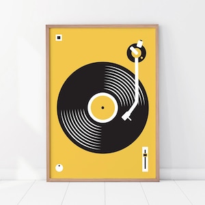 Retro Music Print, Vinyl Record Poster, Trendy Turntable Art Print ...