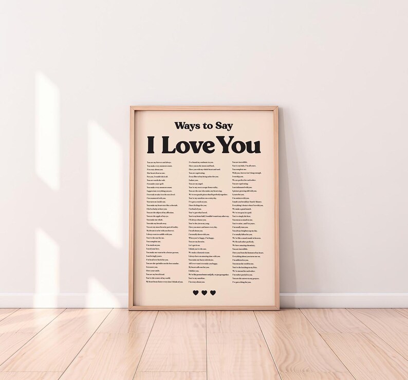 I Love You Print, Inspirational Poster, Positive Poster, Trendy Wall Art, Retro Style Print ...