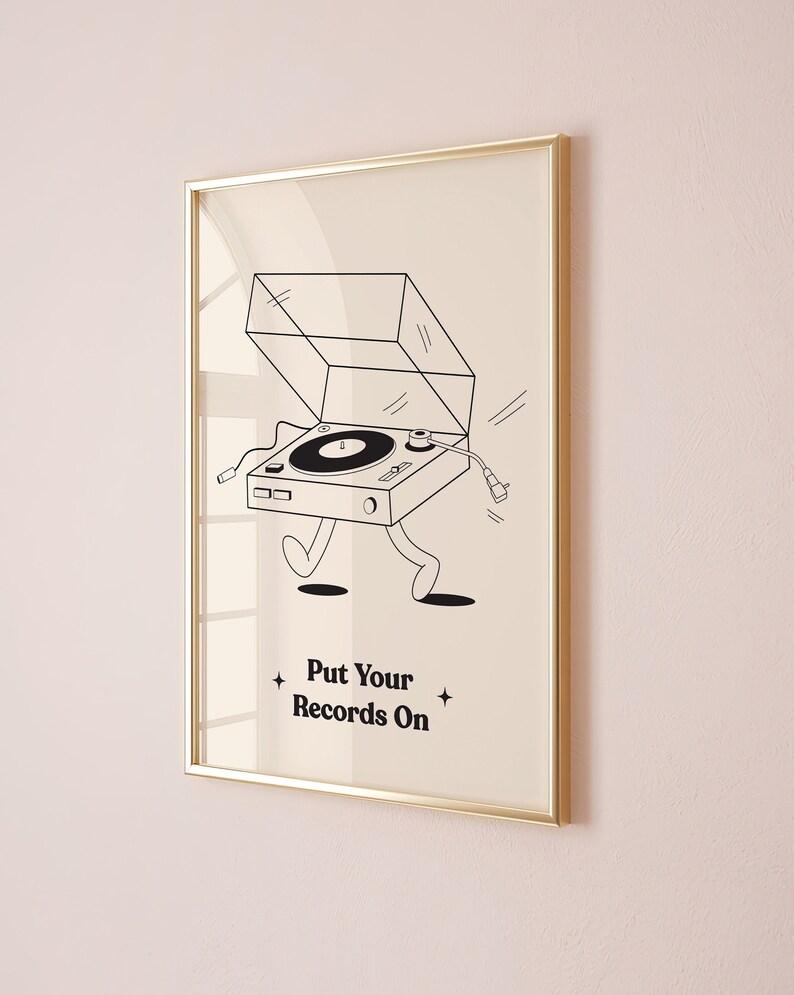 Retro Vinyl Print, Music Record Poster, Trendy Turntable Art Print ...