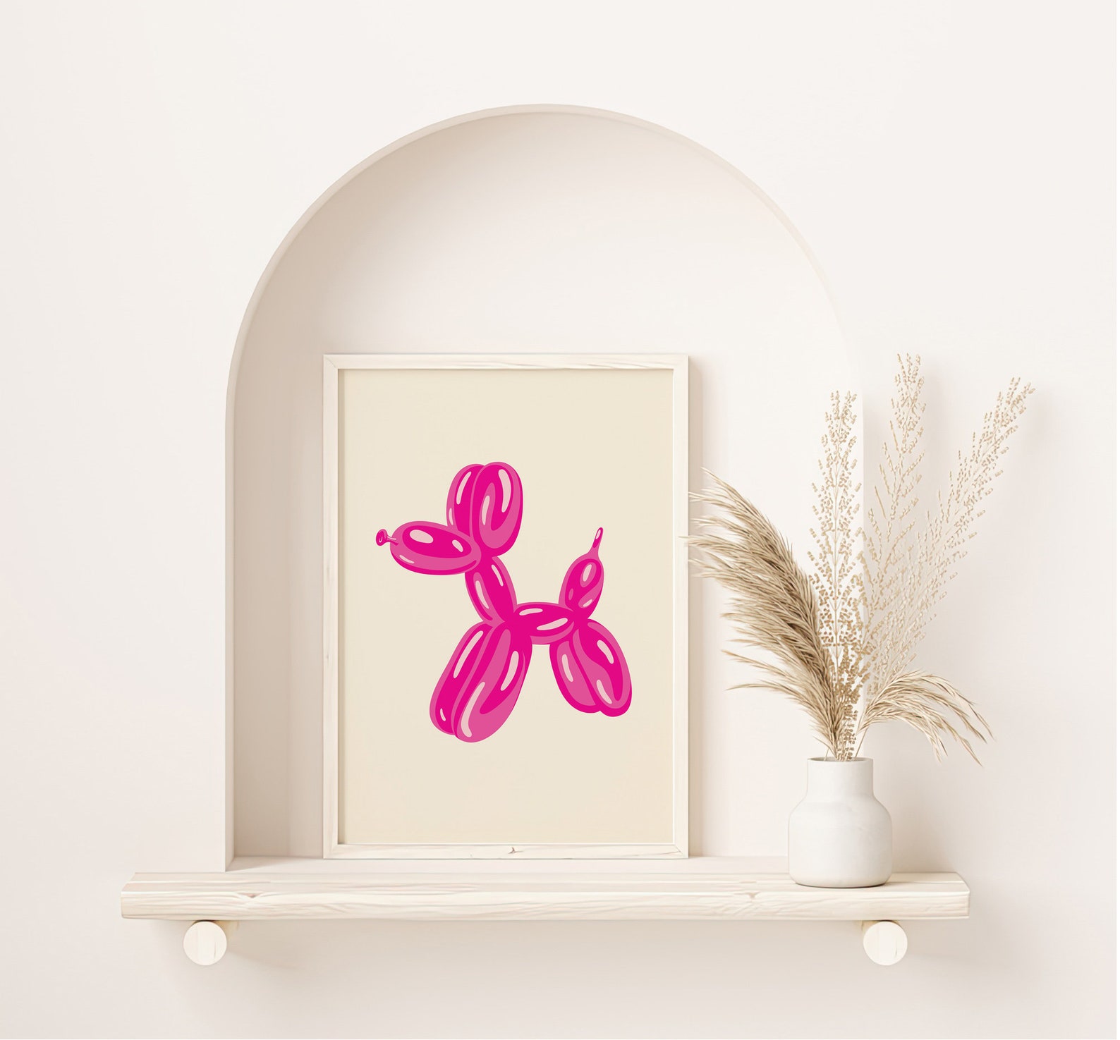 Balloon Dog Poster, Funky Art Print, Preppy Pink Room Decor, Balloon ...
