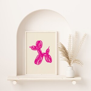 Balloon Dog Poster, Funky Art Print, Preppy Pink Room Decor, Balloon ...