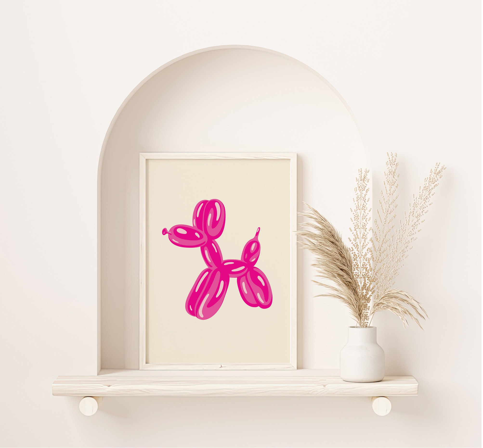Balloon Dog Poster, Funky Art Print, Preppy Pink Room Decor, Balloon ...