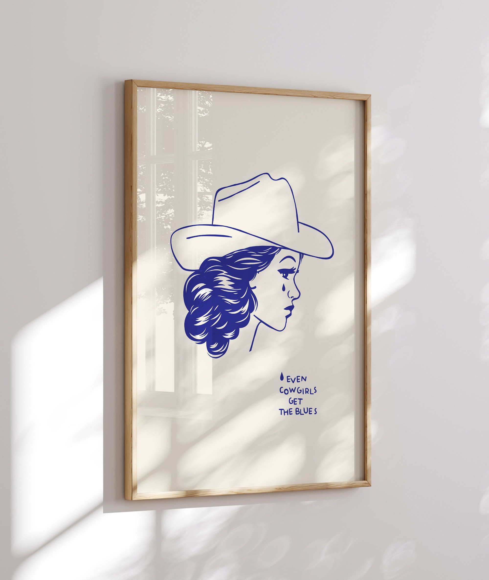 Even Cowgirls Get the Blues, Sad Cowgirl Print, Blue Western Wall Art ...