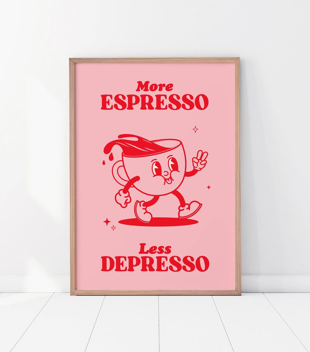 Coffee Poster, More Espresso Less Depresso, Retro Style Print, Trendy ...