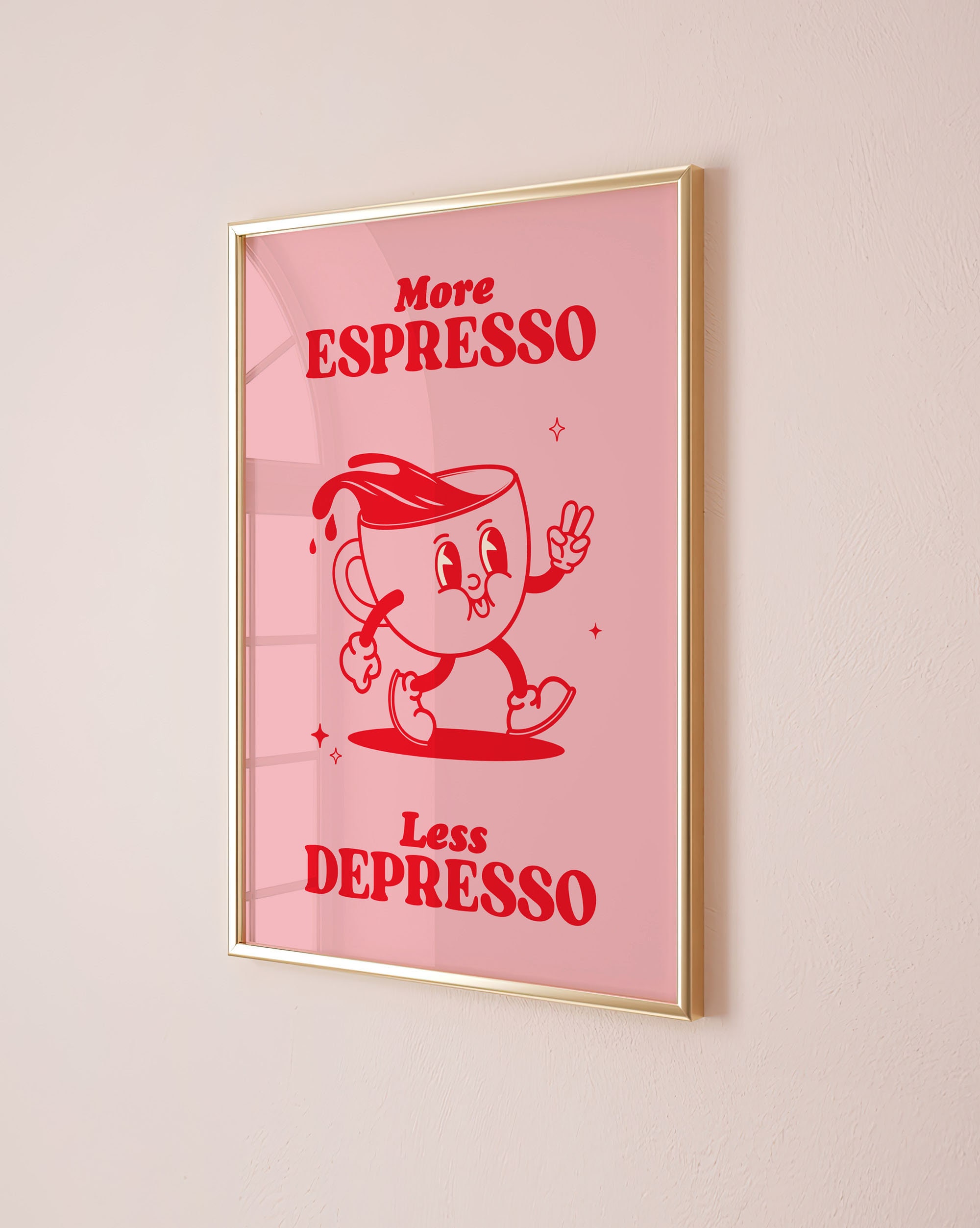 Coffee Poster, More Espresso Less Depresso, Retro Style Print, Trendy ...
