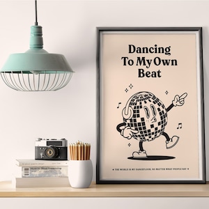 Retro Music Poster, Disco Ball Dance Print, Positive Motivational ...