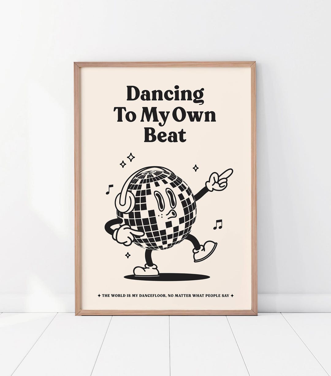 Retro Music Poster, Disco Ball Dance Print, Positive Motivational ...