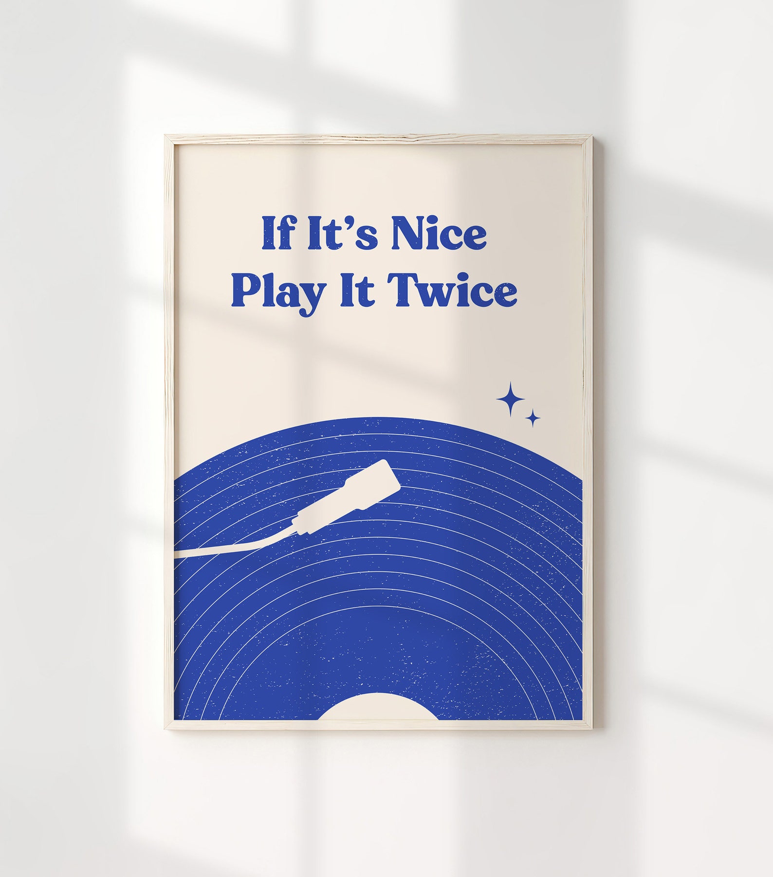 Retro Vinyl Print, Music Record Poster, Blue Turntable Art Print ...