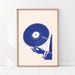 Vintage Vinyl Print, Blue Vinyl Record Poster, Play It Twice Music ...