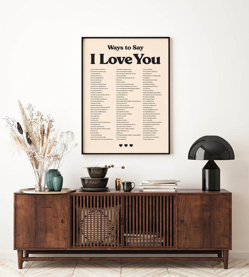 I Love You Print, Inspirational Poster, Positive Poster, Trendy Wall Art, Retro Style Print ...