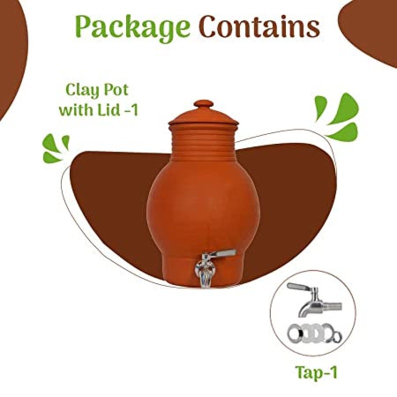Earthen Clay Water Container With a Lid and a 304 Stainless Steel Tap ...