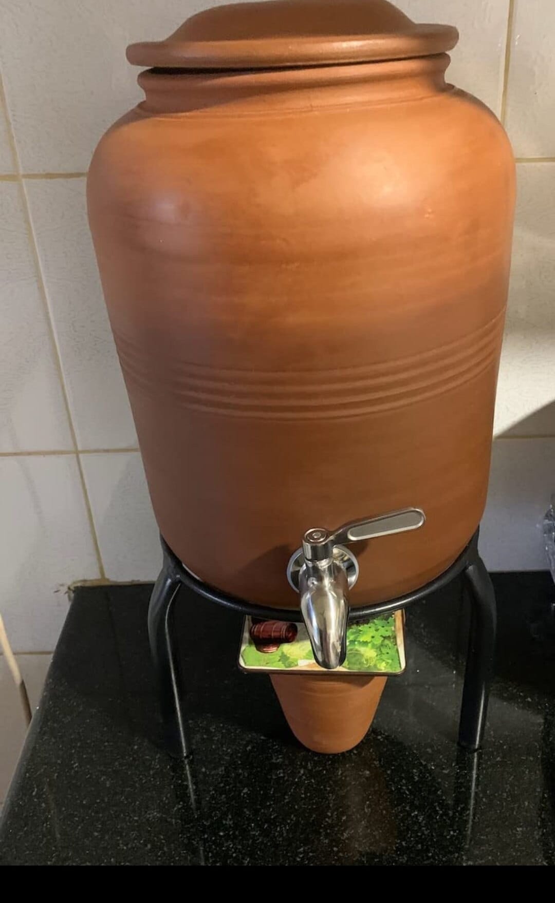 Terravitaindia Handcrafted Earthen Clay Water Pot With Lid & Stainless ...