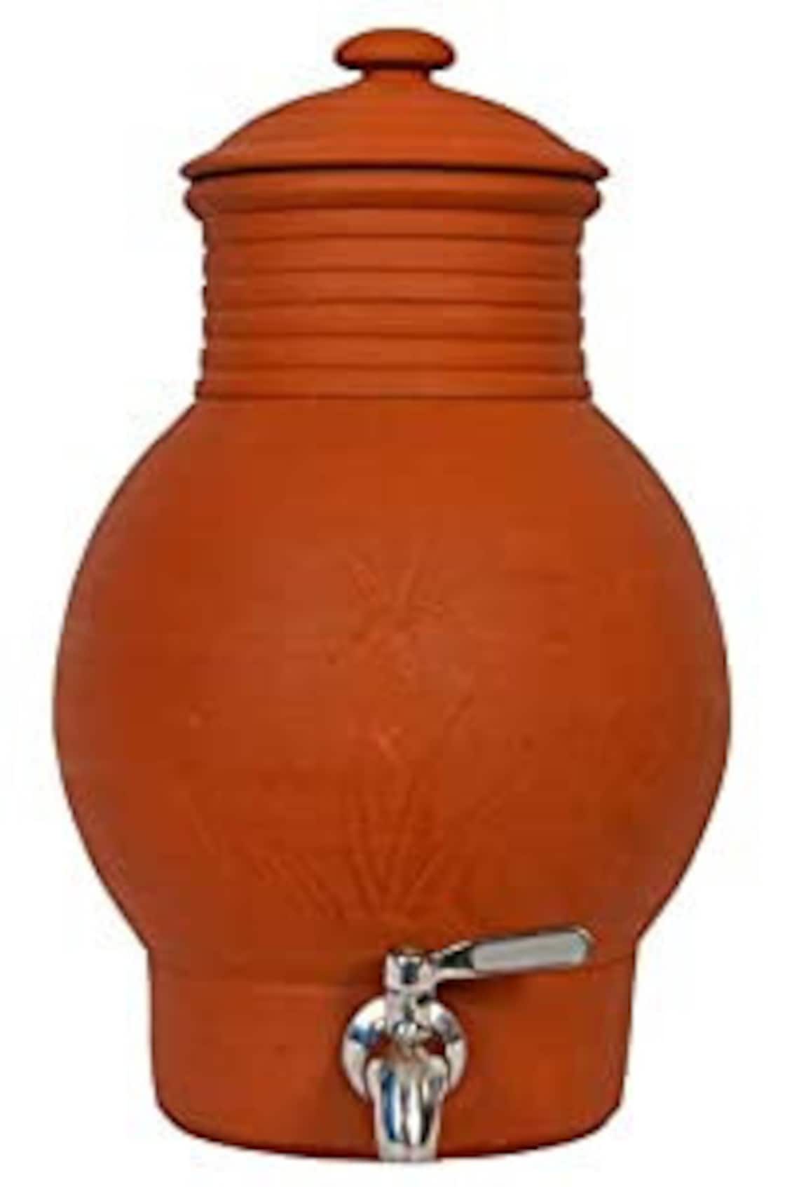 Earthen Clay Water Container With a Lid and a 304 Stainless Steel Tap ...