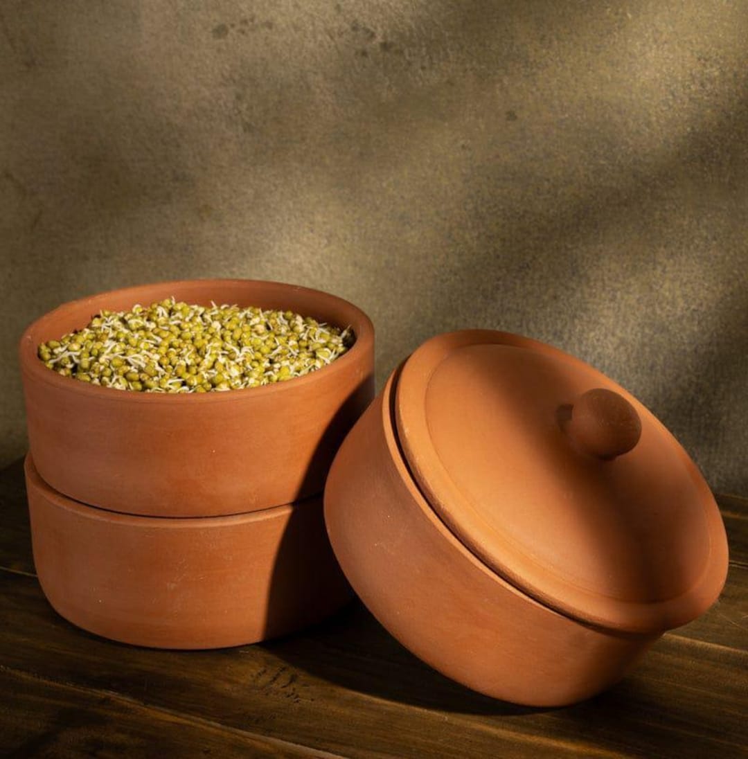 Terravitaindia Earthen Clay Sprout Maker Box (3 Container) - Etsy