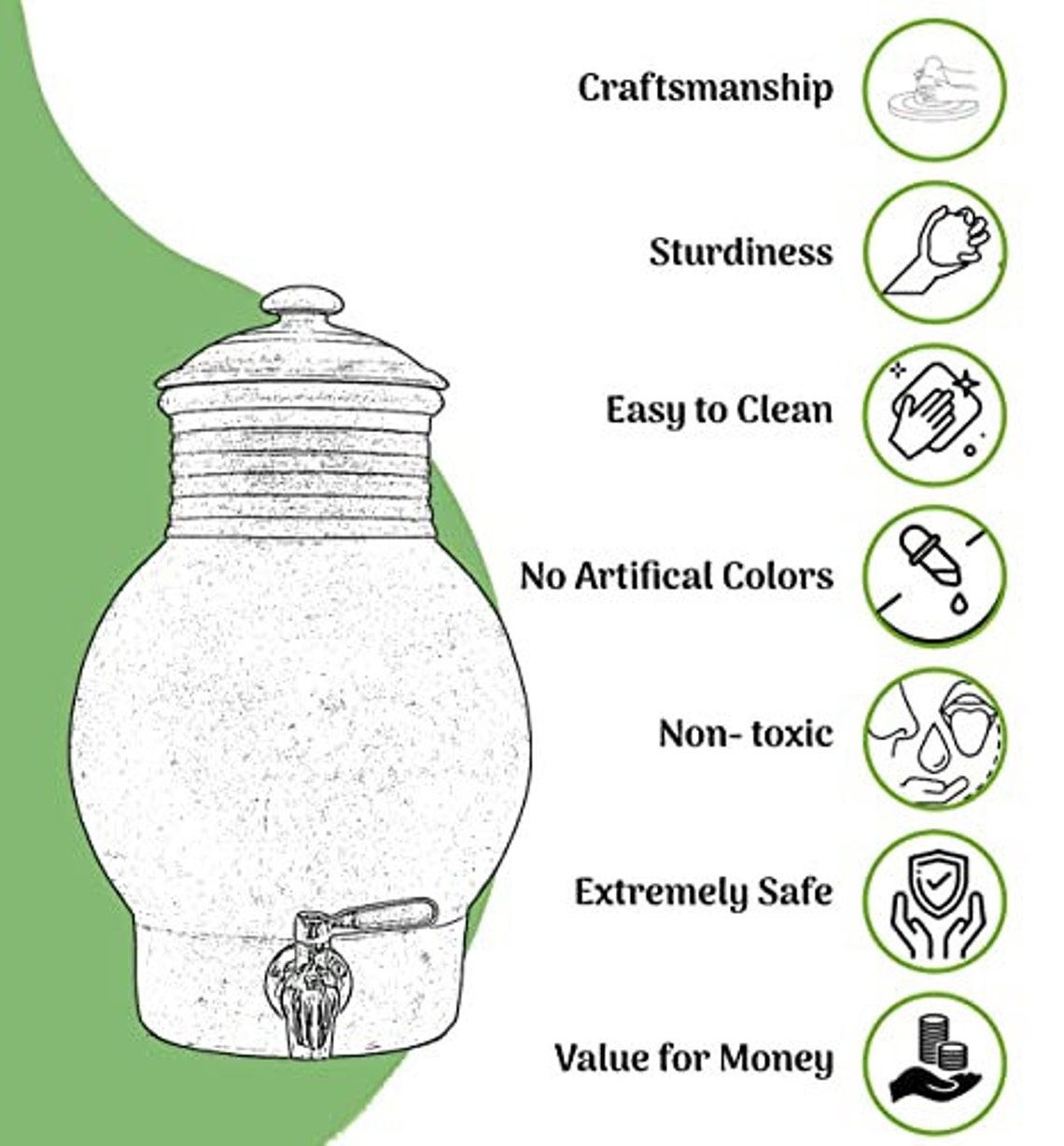 Earthen Clay Water Container With a Lid and a 304 Stainless Steel Tap ...