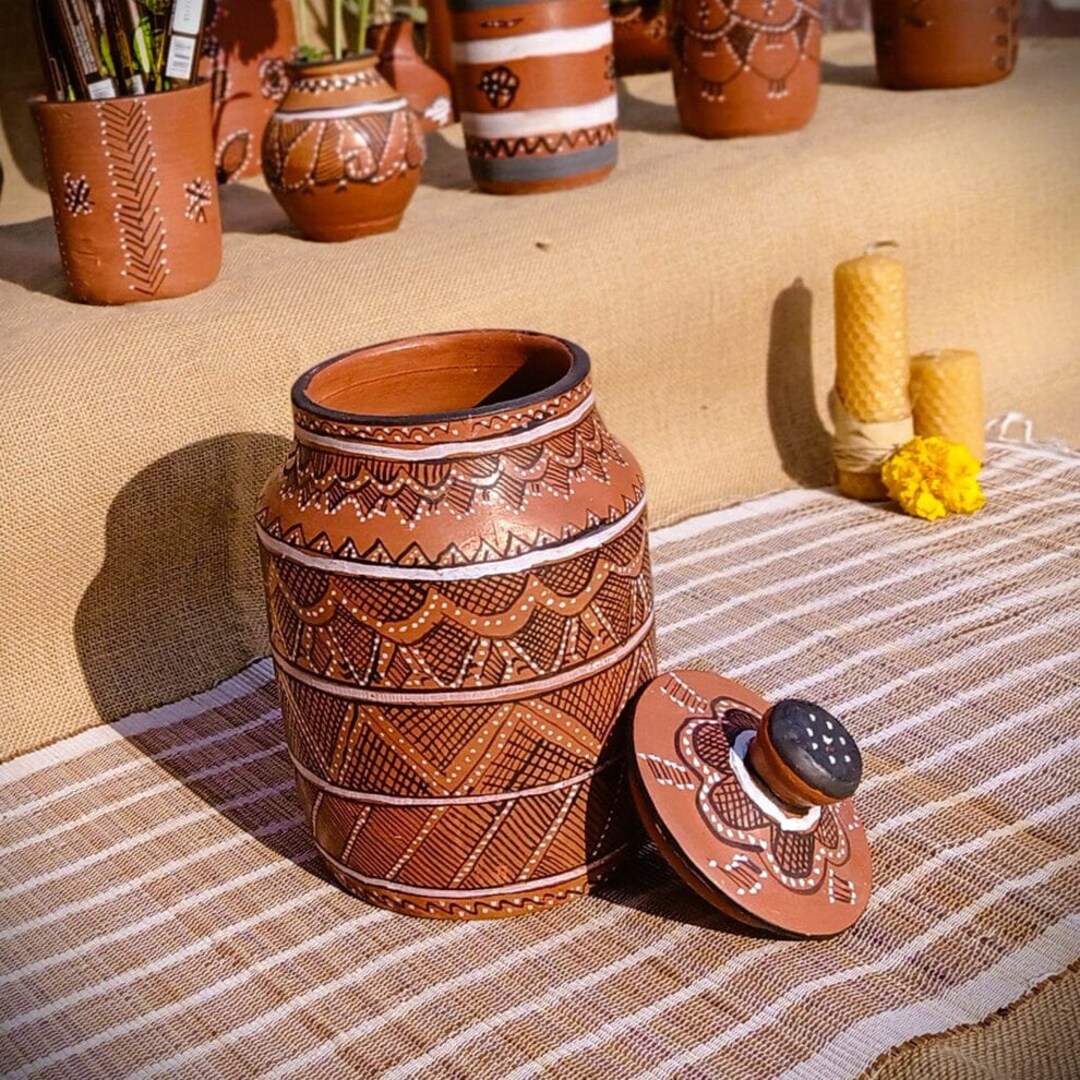 Hand-painted Kutch Pottery Barni: Exquisite Dry Food Storage Jar by ...