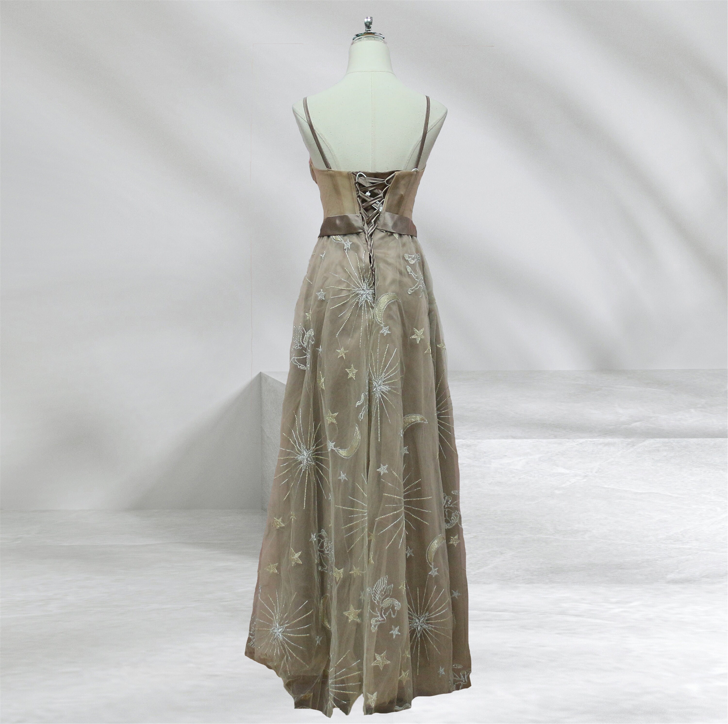 Starry Night Wedding Dress,moon Star Pegasus Elegant Khaki Tulle Prom ...