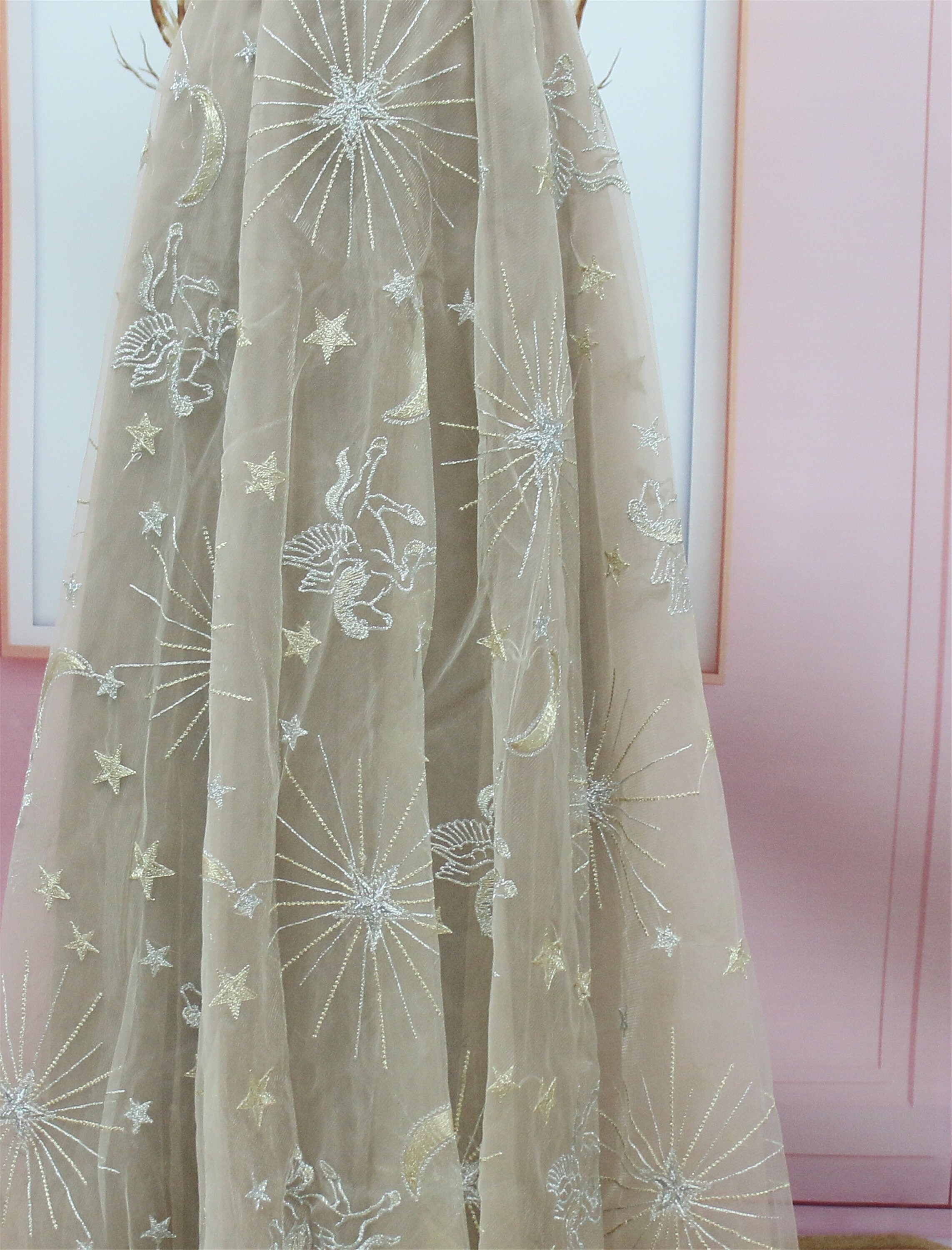 Starry Night Wedding Dress,moon Star Pegasus Elegant Khaki Tulle Prom ...