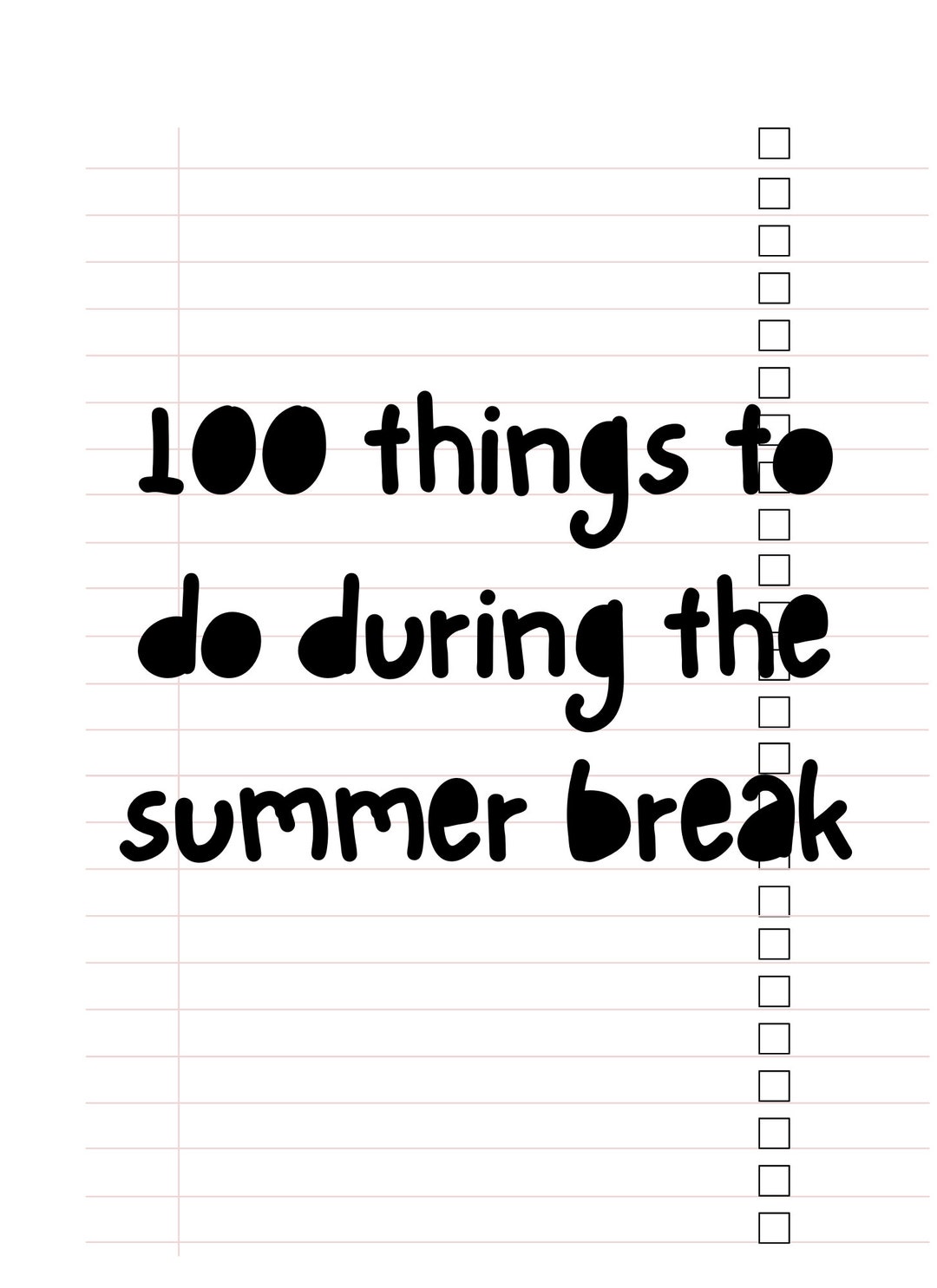 100 Things to Do During the Summer Break - Etsy