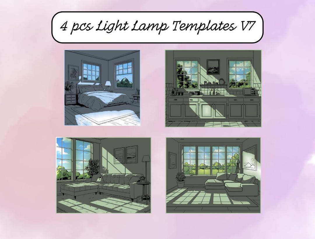 4 Digital Templates V7 for Lighting Box-stencils for Painting Light ...