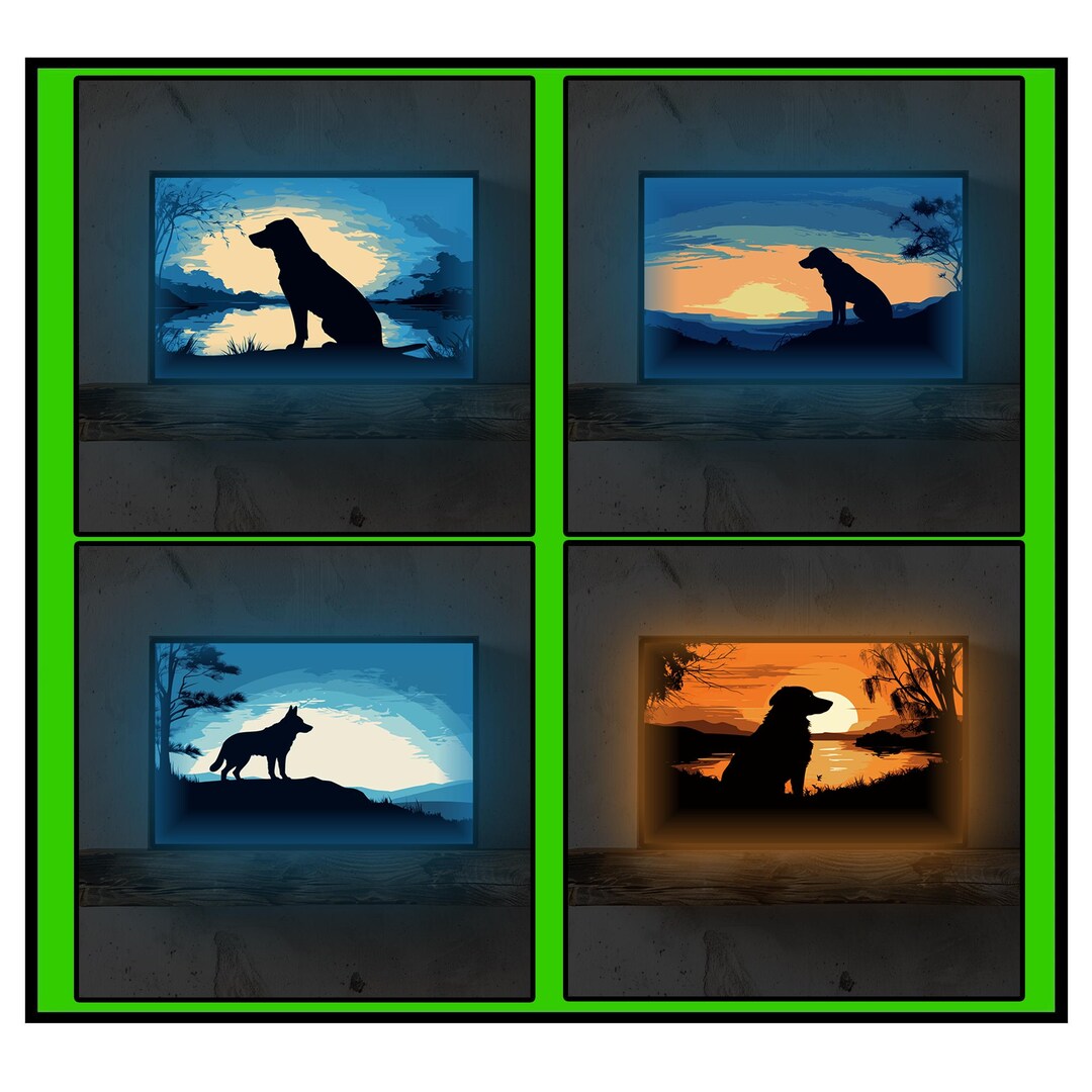 4 Digital Templates - Animals Dog V3 for Printable Digital Sunlight ...
