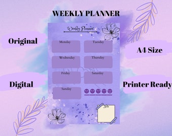 Purple Weekly Planner - Etsy