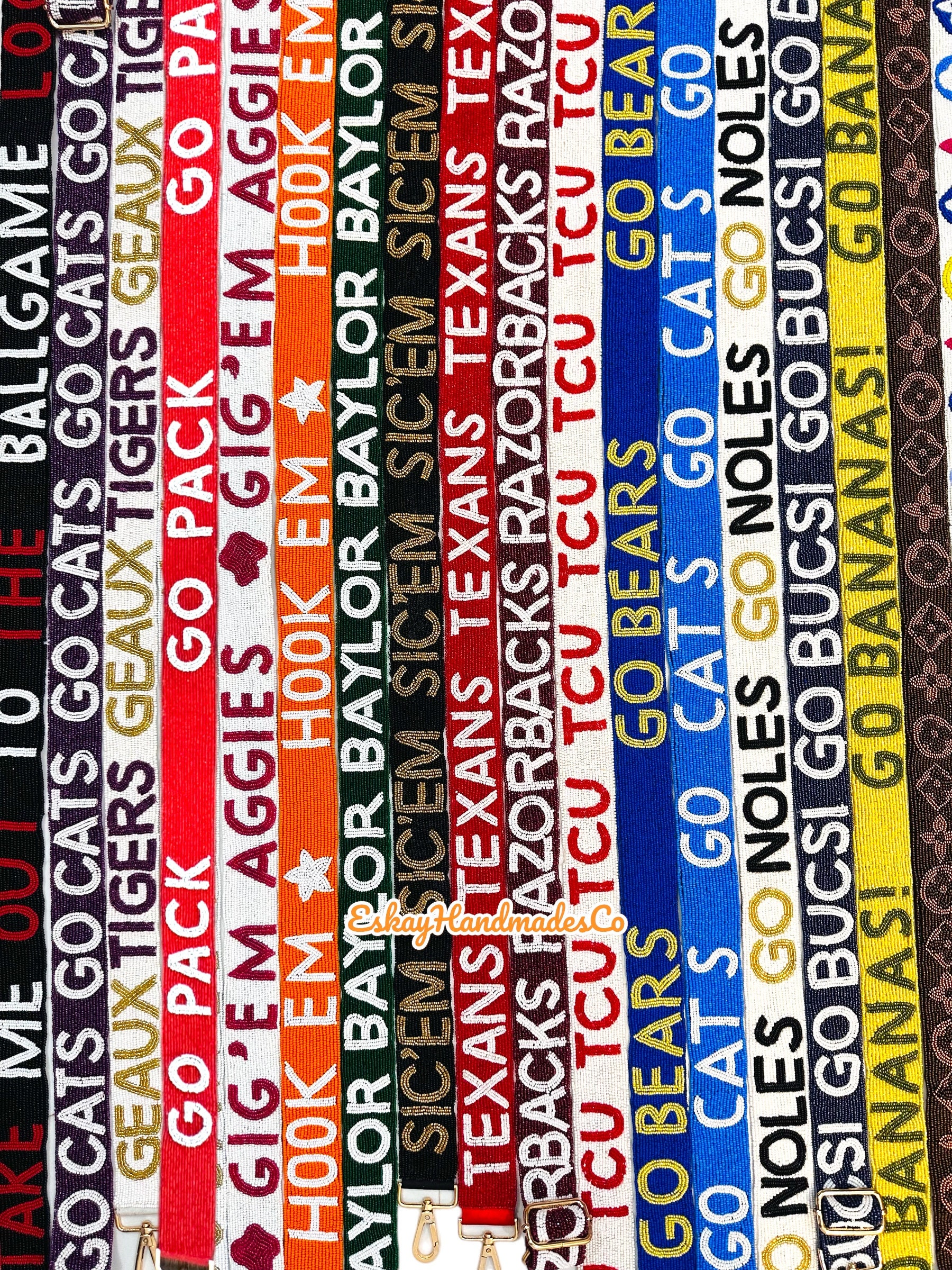 Beaded Purse Strap, Beaded Bag Strap, College Purse Strap, Gameday ...