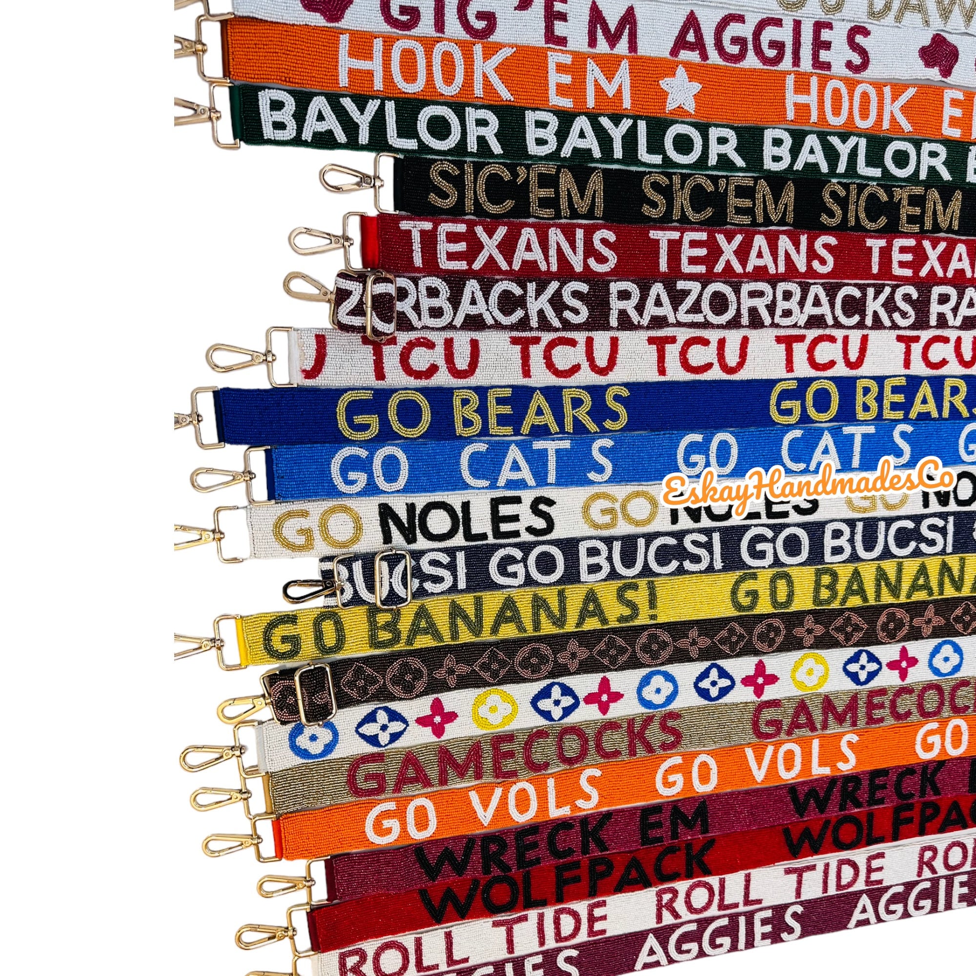 Beaded Purse Strap, Beaded Bag Strap, College Purse Strap, Gameday ...