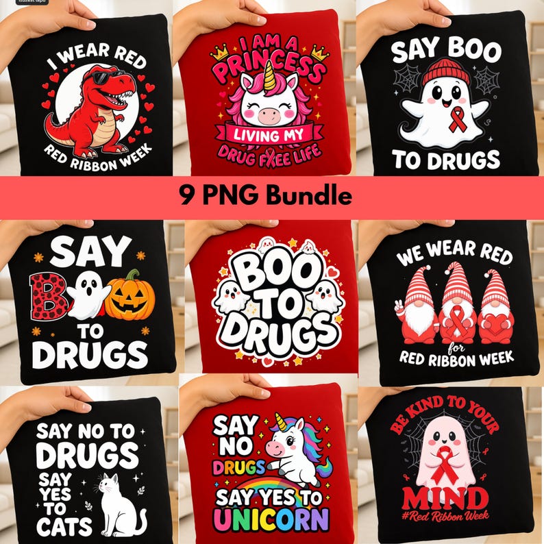 Red Ribbon Week PNG Bundle: Drug-free Awareness Clipart - Etsy