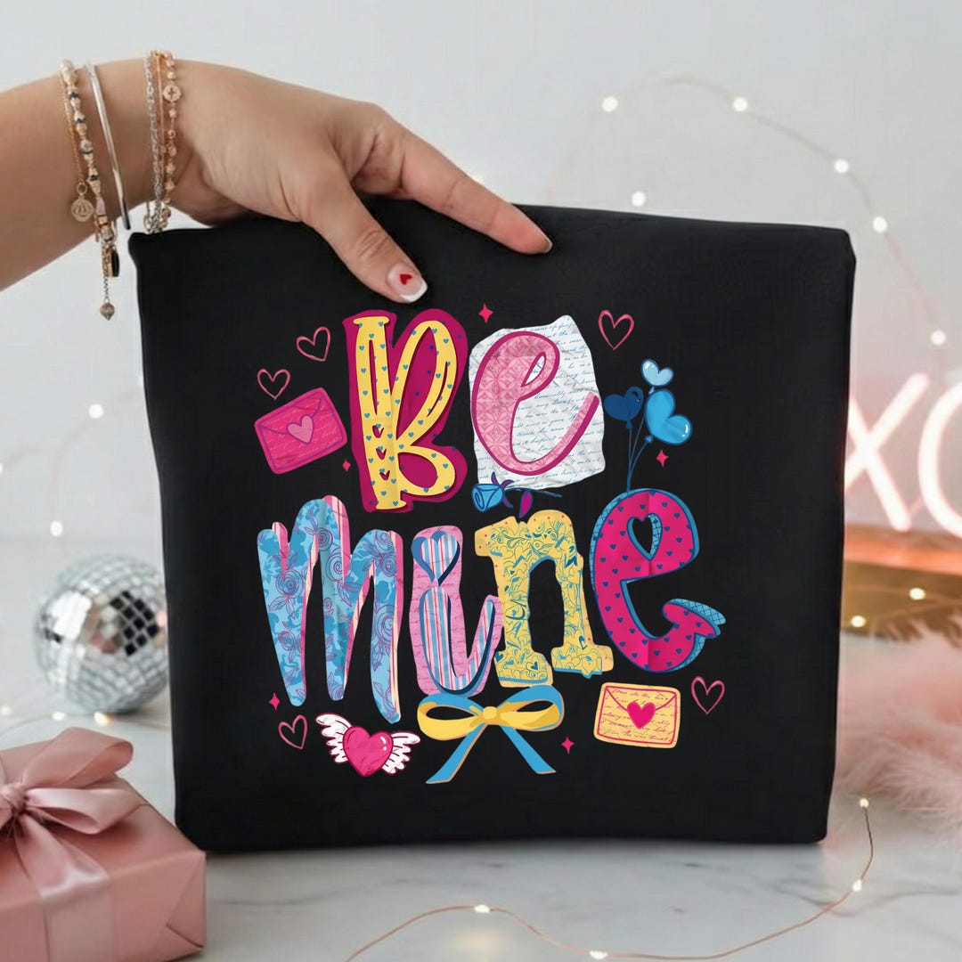 Be Mine PNG Doodle Letters Valentine Sublimation Retro Love Envelopes ...