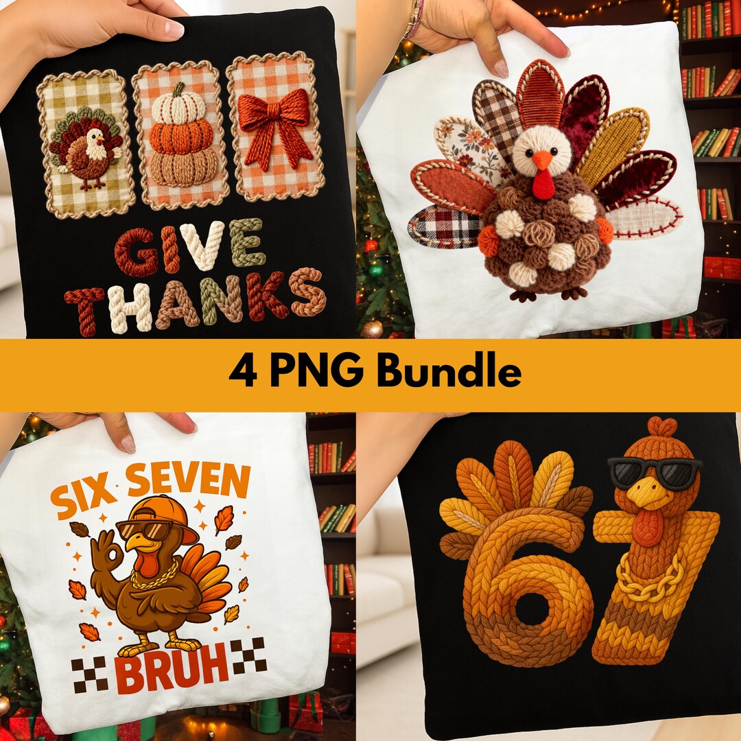 Thanksgiving Turkey PNG Bundle • Crochet & Patchwork Designs (digital ...