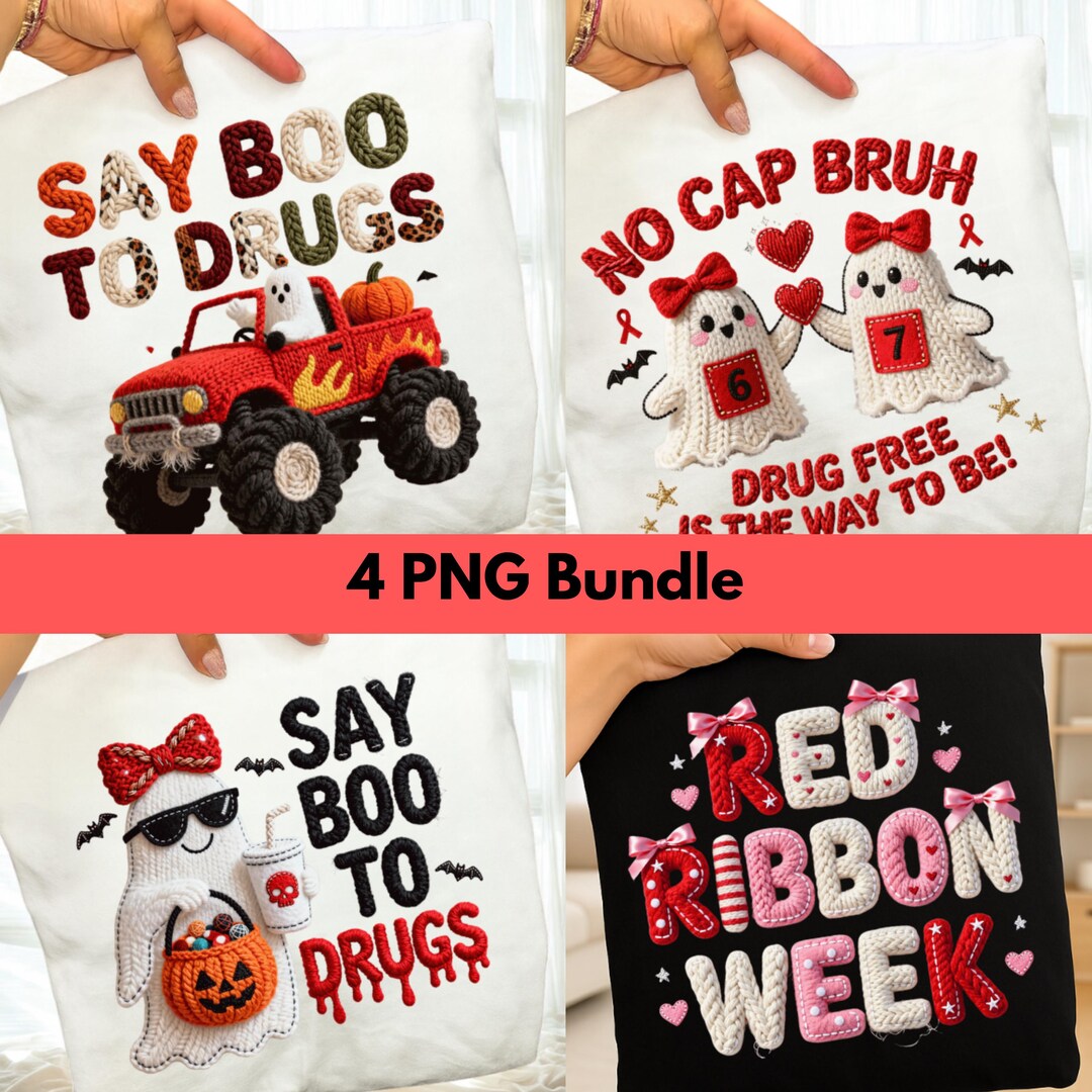 Red Ribbon Week PNG Bundle, Latch Hook Yarn Crochet Clipart (digital ...