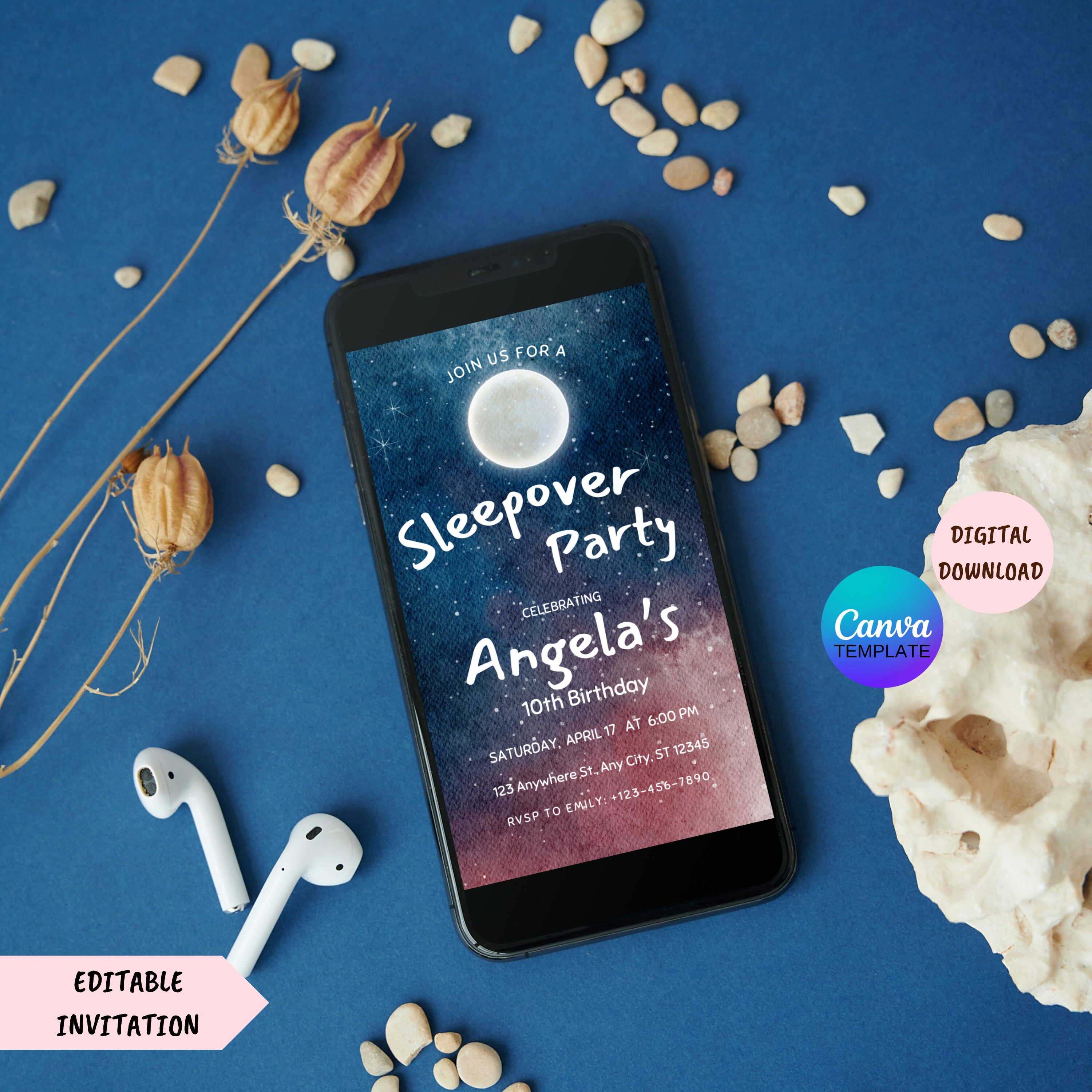 Teenage Girls Sleepover Birthday Party Invitation, Slumber Party ...