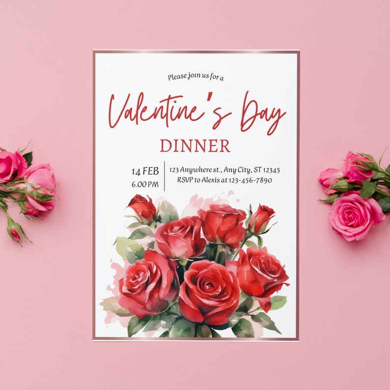 Valetine's Day Dinner Invitation Set EDITABLE, Happy Valentines Day ...