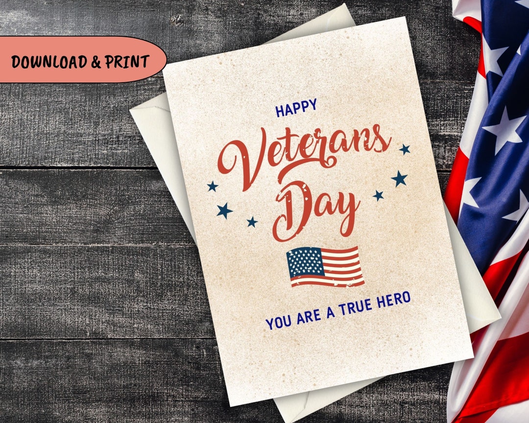 Veterans Day Card Printable, Thank You for Your Service: Veterans Day ...